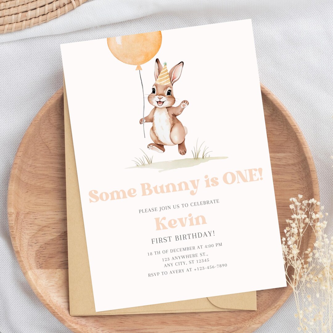 Some Bunny Birthday Invitation Easter Bunny Birthday Invite Spring ...