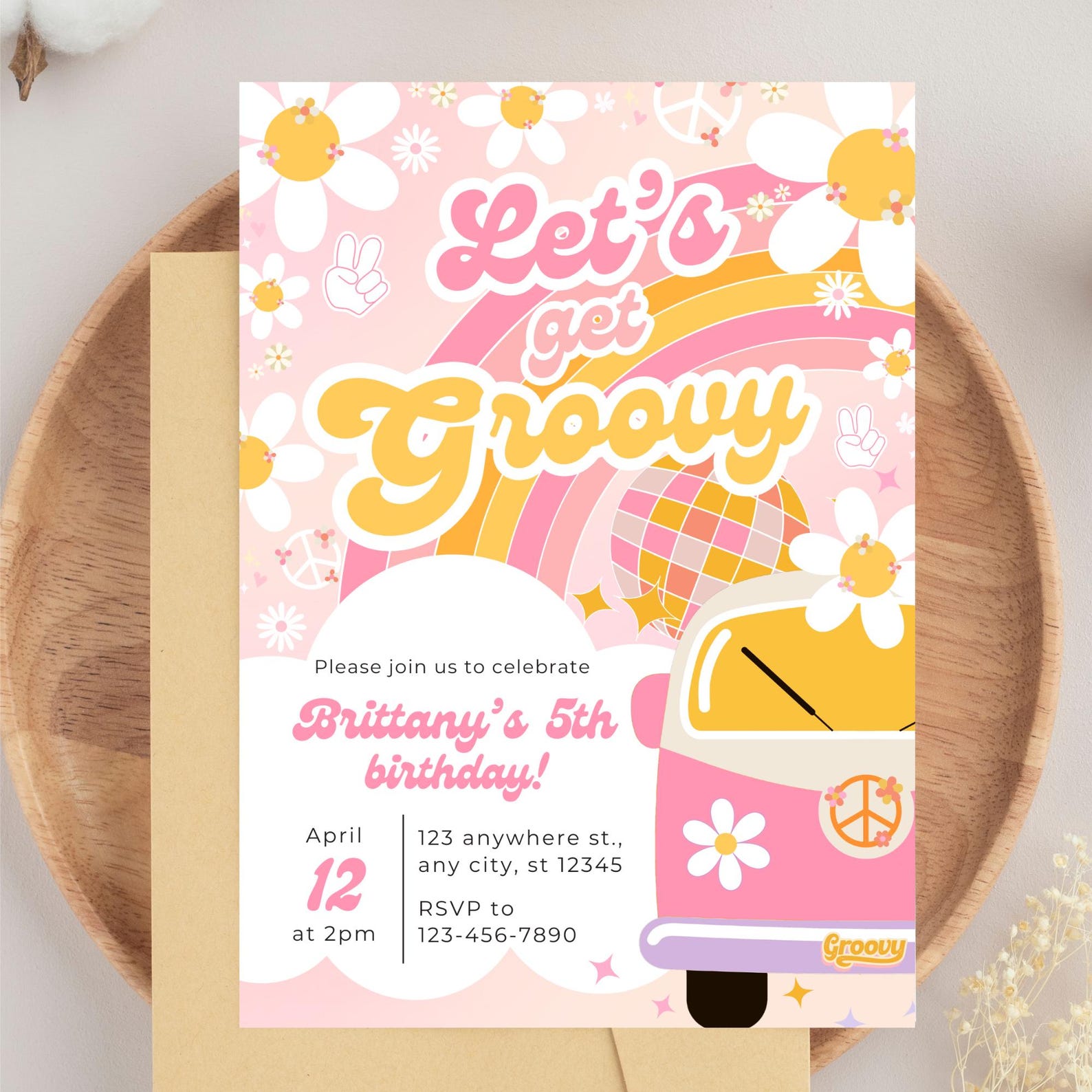 Groovy Birthday Party Invitation Boho Retro Groovy Hippie Birthday ...