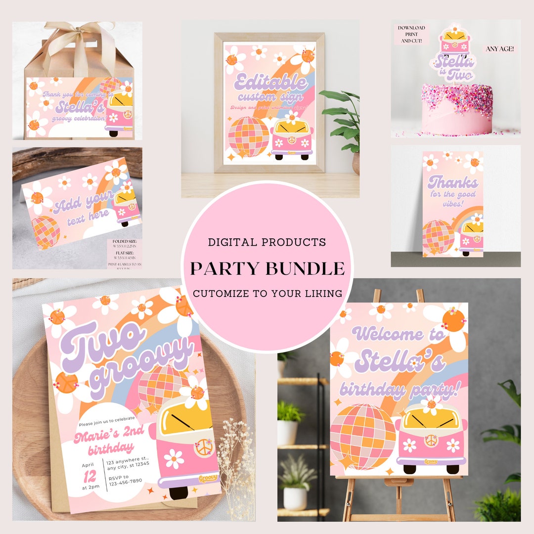 Groovy Birthday Party Bundle Birthday Party Package Groovy Invitation ...