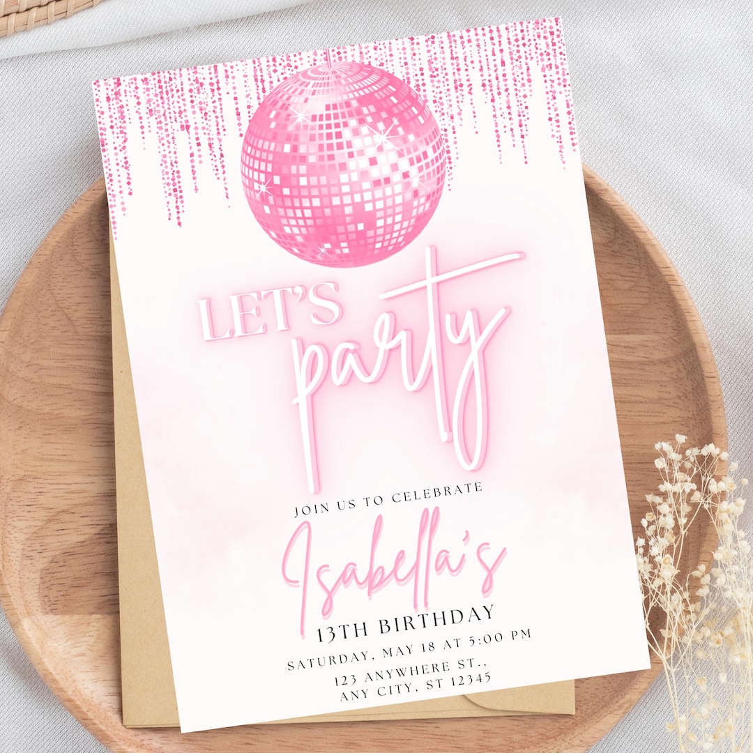 Disco Party Birthday Invitation Disco Ball Invite Dance Party ...