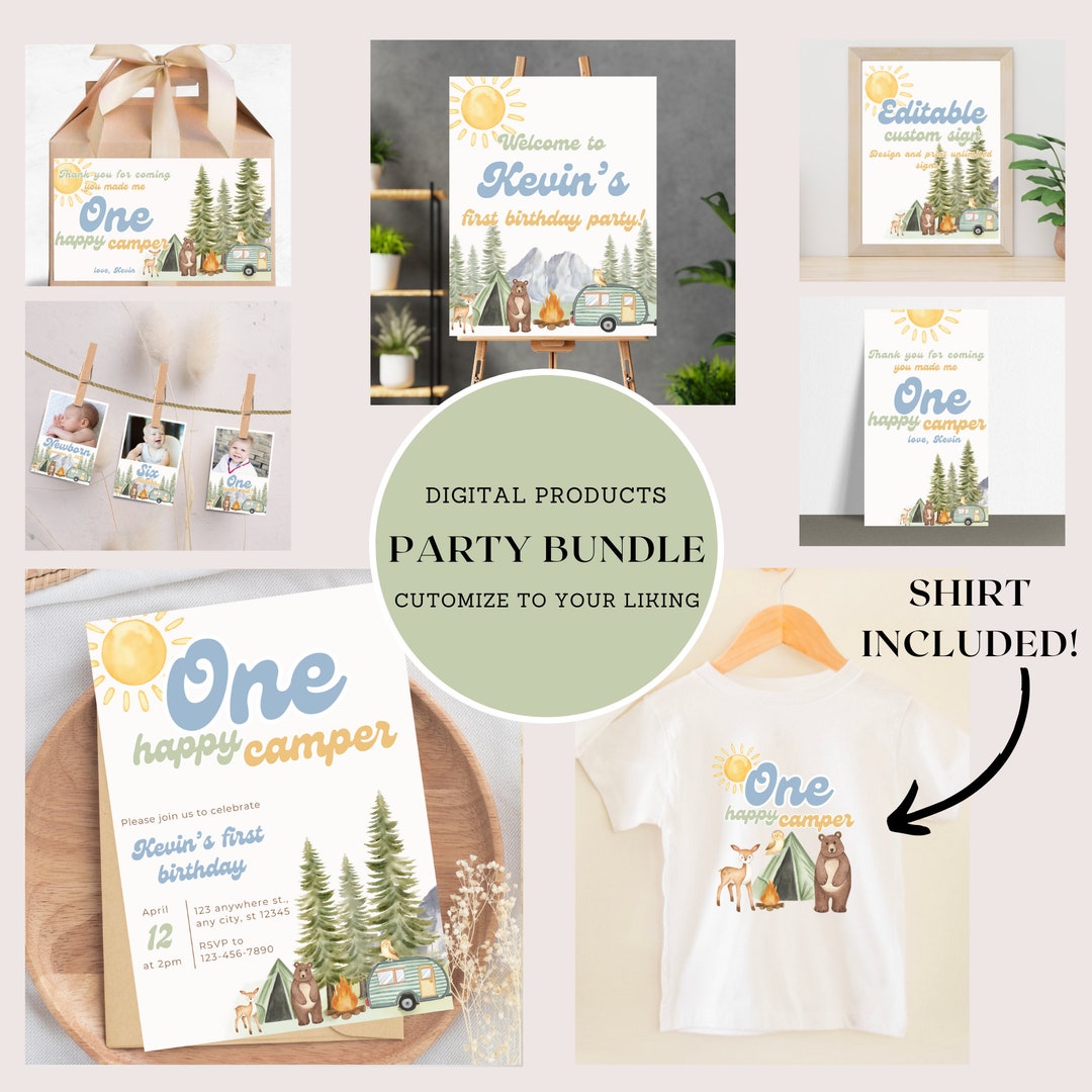 ONE Happy Camper Bundle Happy Camper Birthday Shirt Camping Birthday ...