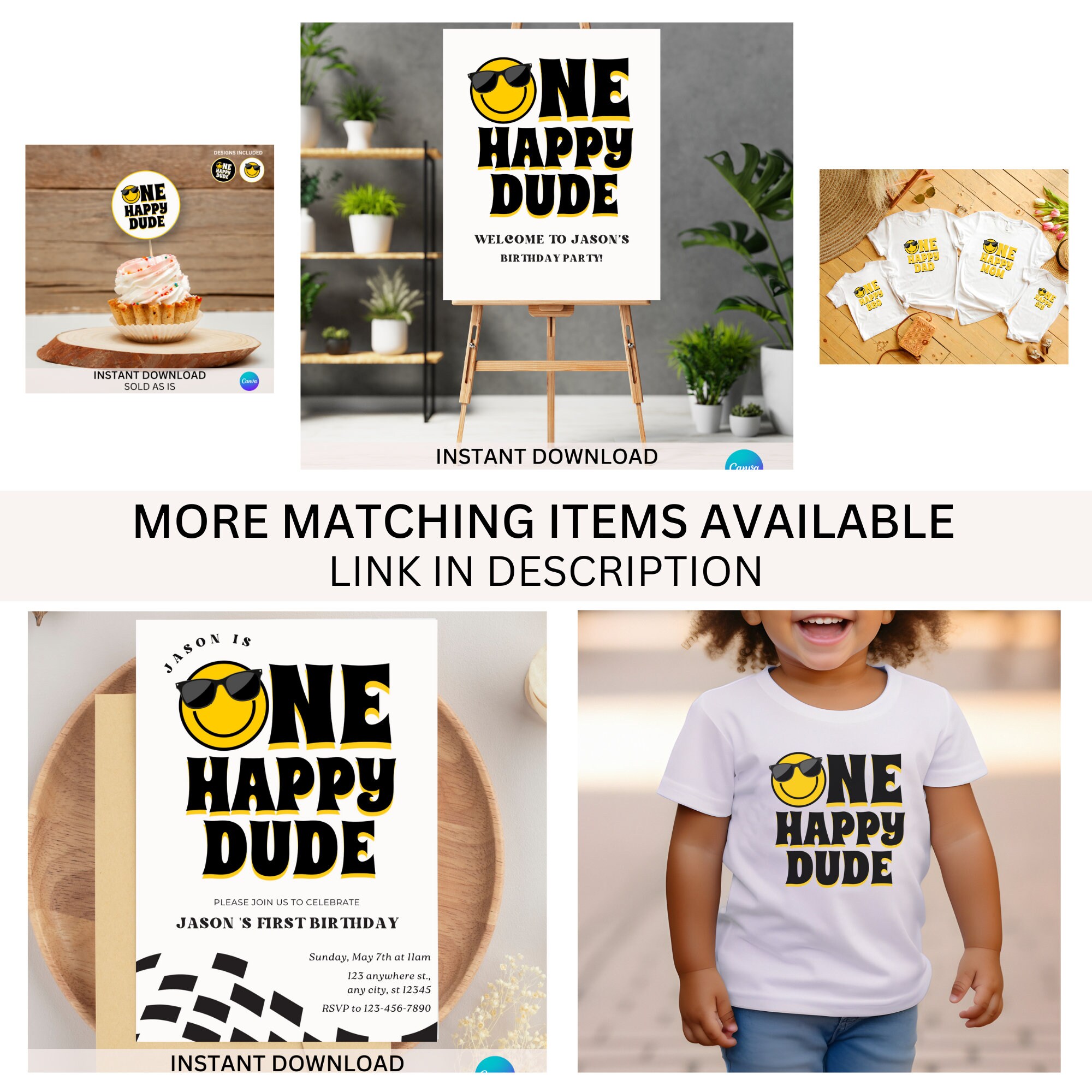One Happy Dude Welcome Banner Template, Smiley Face Retro Banner ...