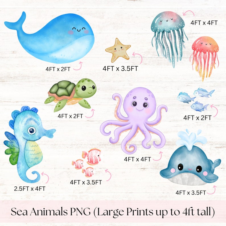 Under the Sea Animals Large Print Oneder the Sea Animals Party Backdrop ...