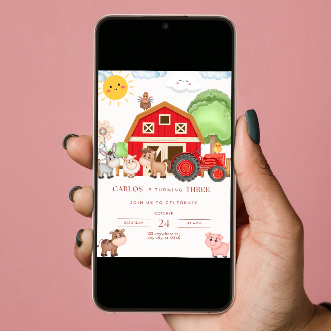 Farm Birthday Party Invitation Farm Animals Birthday Invite Red Barn ...