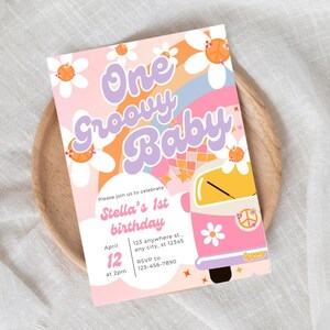 One Groovy Baby Birthday Party Invitation Boho Retro Groovy Hippie ...