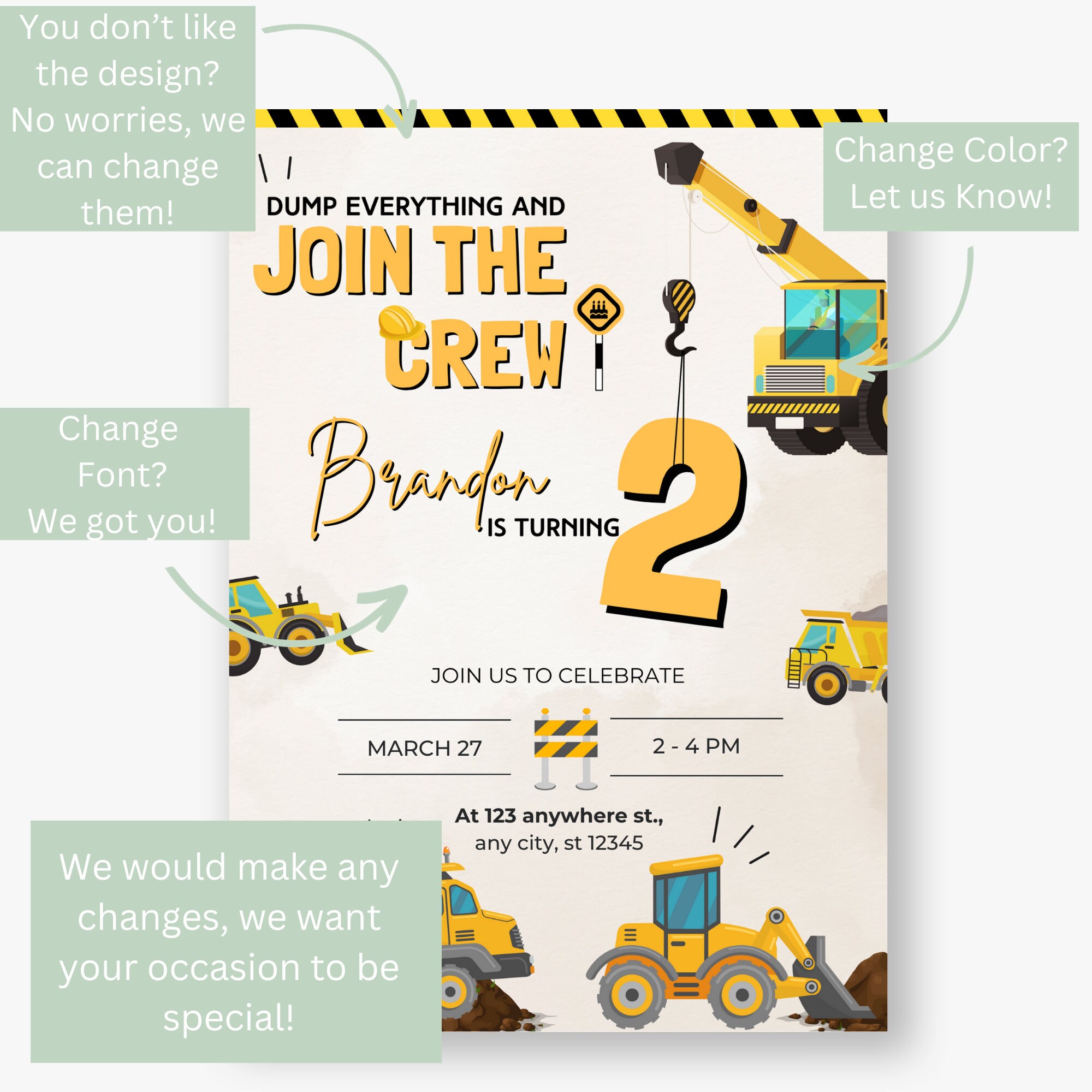 Construction Invitation Construction Birthday Invitations - Etsy