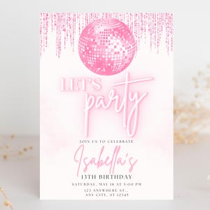 Disco Party Birthday Invitation Disco Ball Invite Dance Party ...