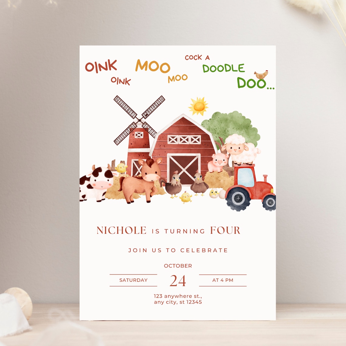 Farm Birthday Party Invitation Farm Animals Birthday Invite Barn ...