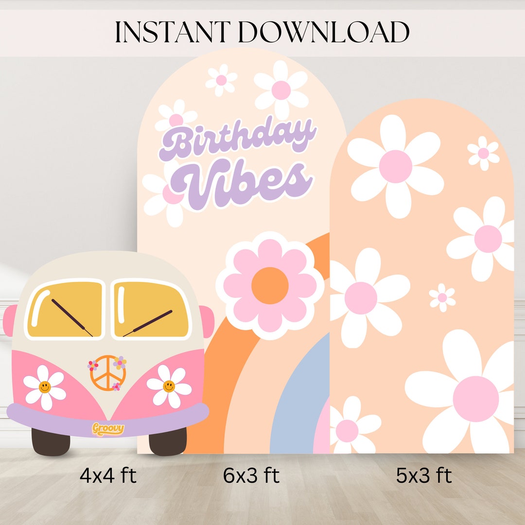 Groovy Party Backdrop Birthday Background Groovy Party Decorations ...