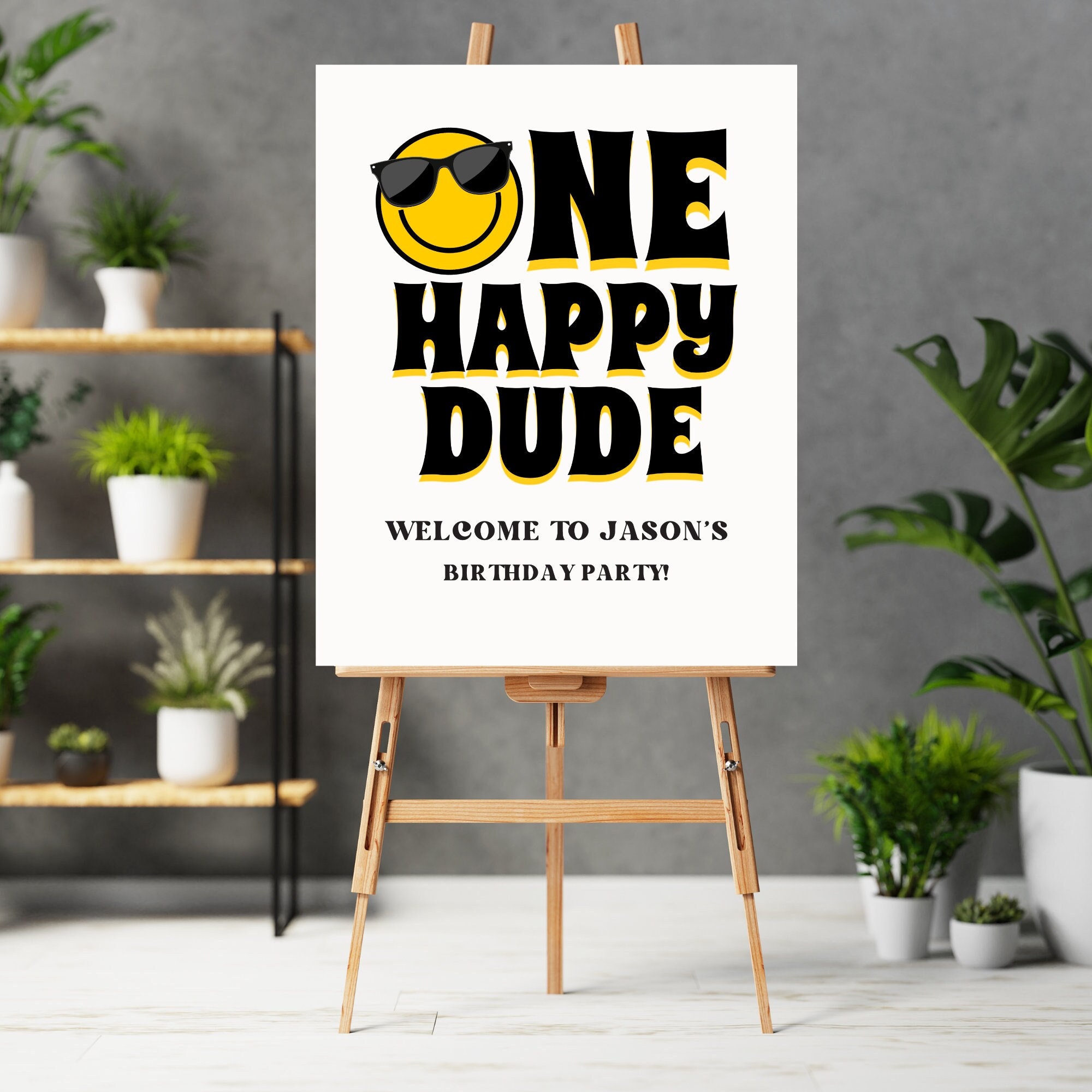 One Happy Dude Welcome Banner Template, Smiley Face Retro Banner ...