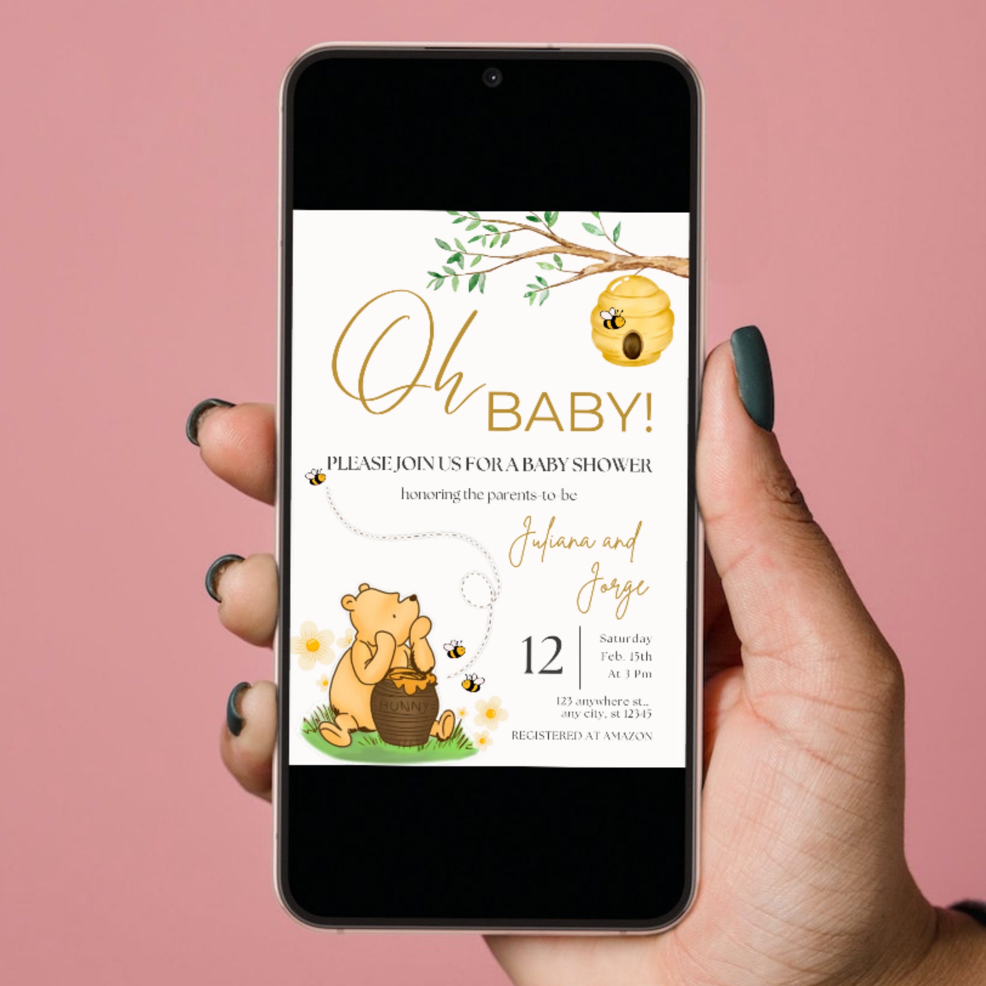 Classic Winnie the Pooh Baby Shower Invitation Little Hunny Invitation ...