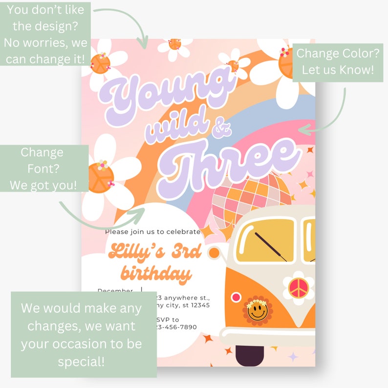 Groovy Birthday Party Invitation Boho Retro Groovy Hippie Birthday ...