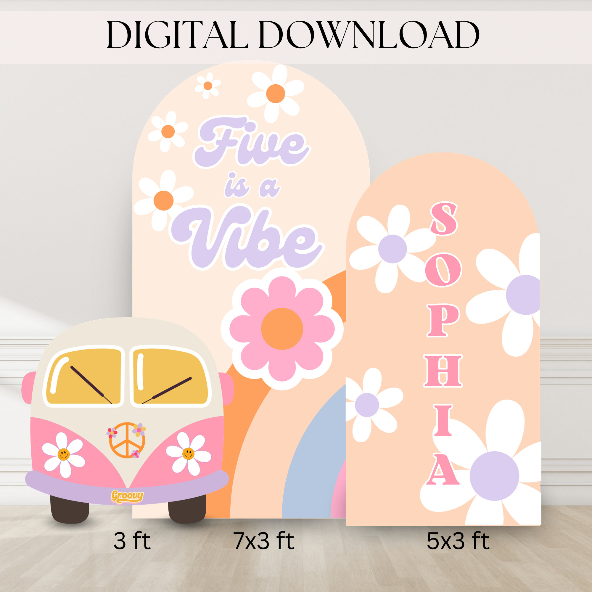 Party Backdrop Groovy Birthday Background Groovy Party Decorations Yard ...