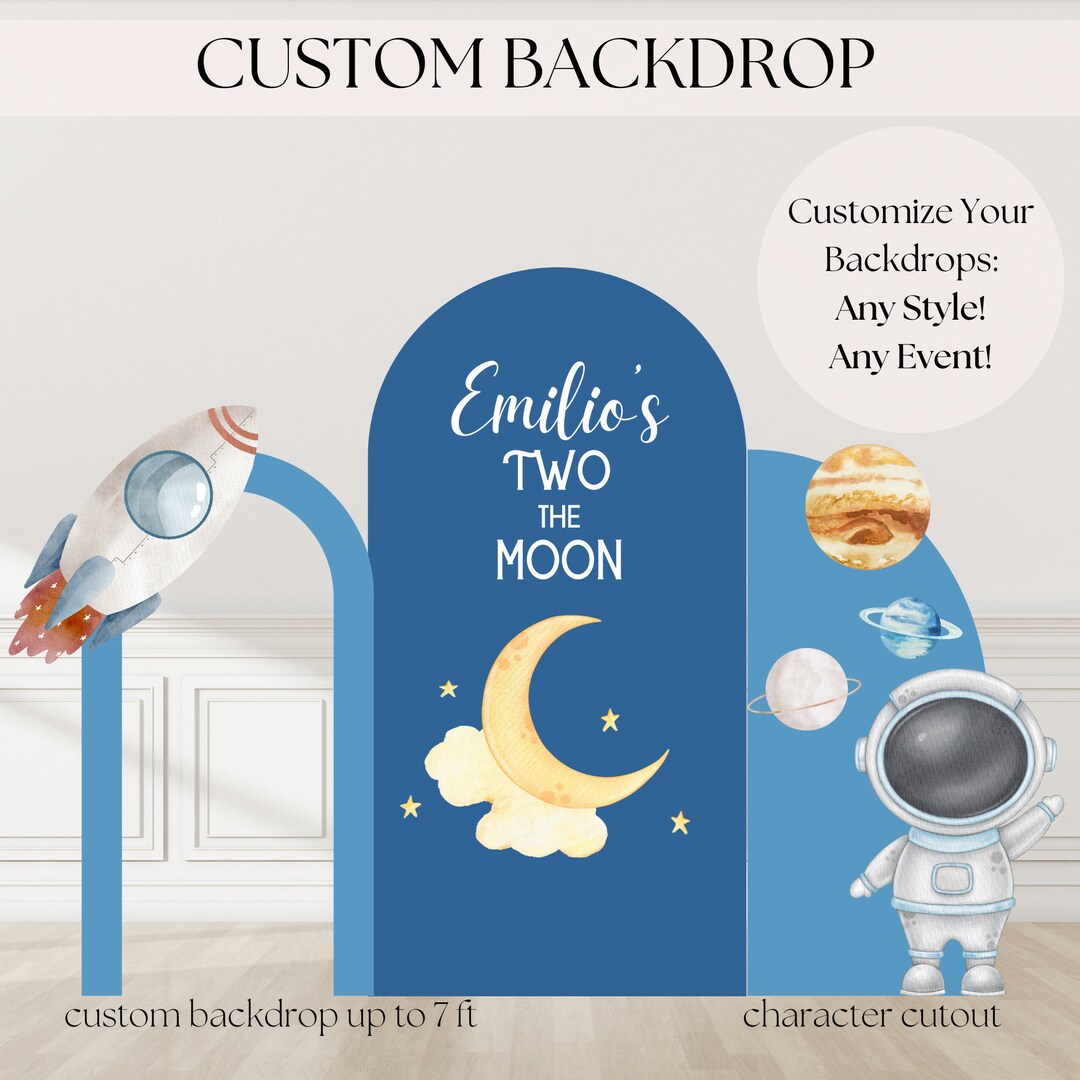 Two the Moon Backdrop Foam Board Space Birthday Backdrop Second ...