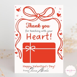 Teacher Valentine Gift Card Holder Printable, Valentine’s Day Teacher ...