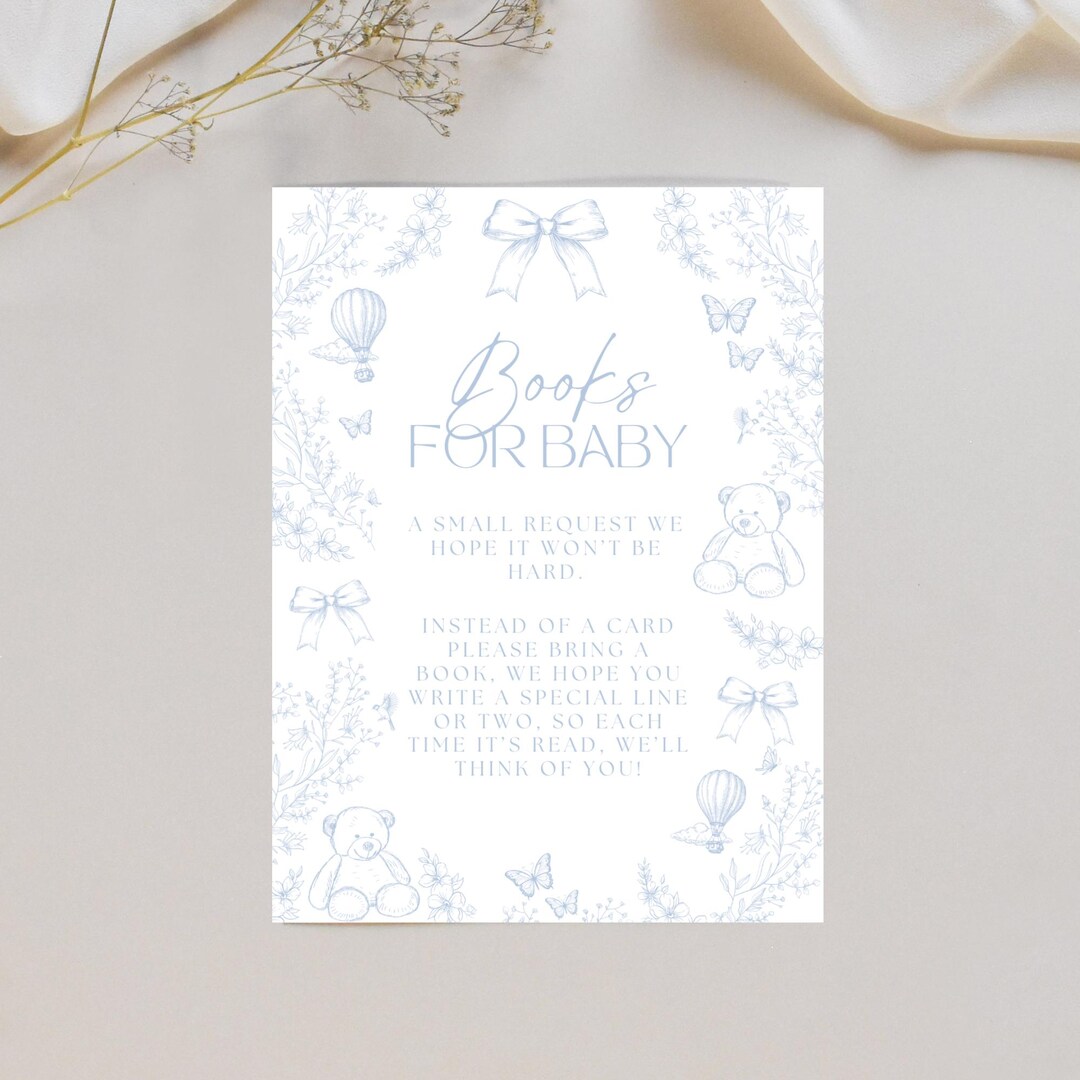Blue French Toile Books for Baby Toile De Jouy Baby Shower Theme Books ...
