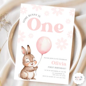 Bunny Birthday Invitation Some Bunny Birthday Invite Spring Birthday ...