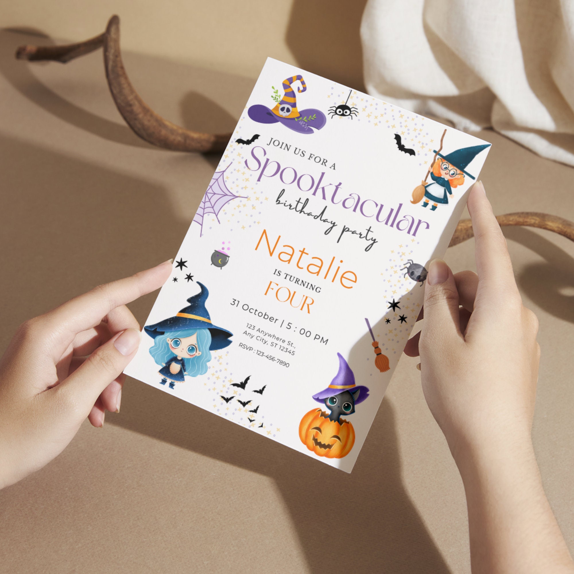 Editable Spooktacular Birthday Party Invitation Cute Witch - Etsy