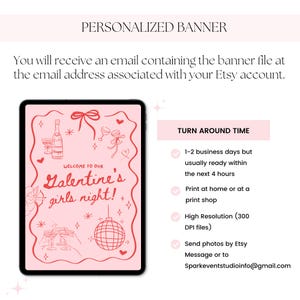 Galentine's Day Welcome Sign, Girls Night Party Sign, Pink Red Doodle ...