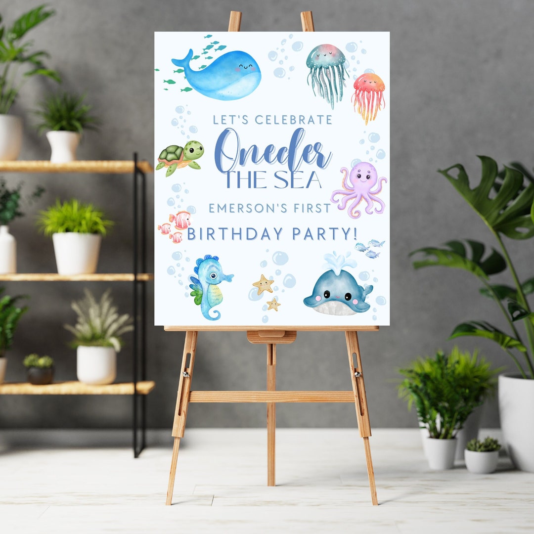 Oneder the Sea Birthday Banner Welcome Sign Under the Sea Birthday ...