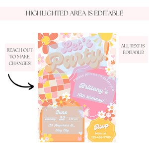 Groovy Birthday Party Invitation Let's Party Invite Boho Retro Groovy ...