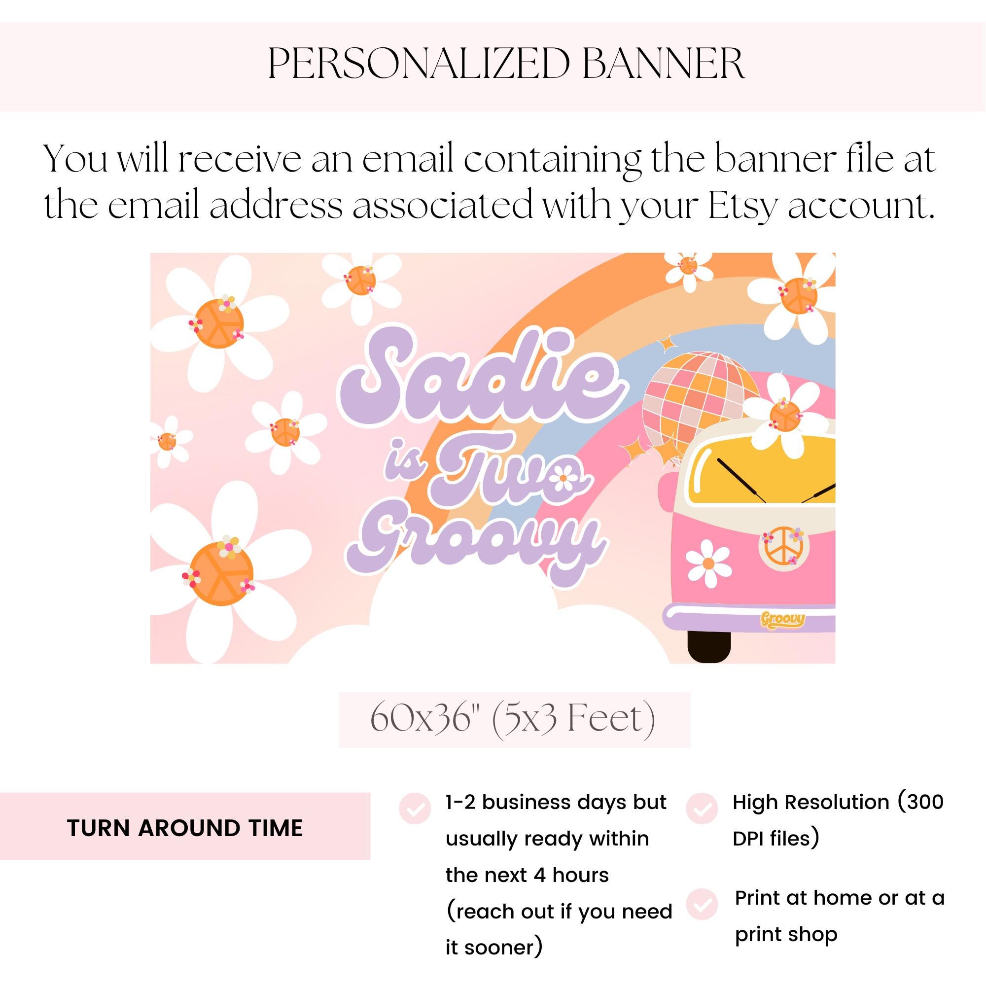 Groovy Birthday Banner Two Groovy Birthday Party Groovy Backdrop Boho ...