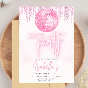 Disco Party Birthday Invitation Disco Ball Invite Dance Party ...