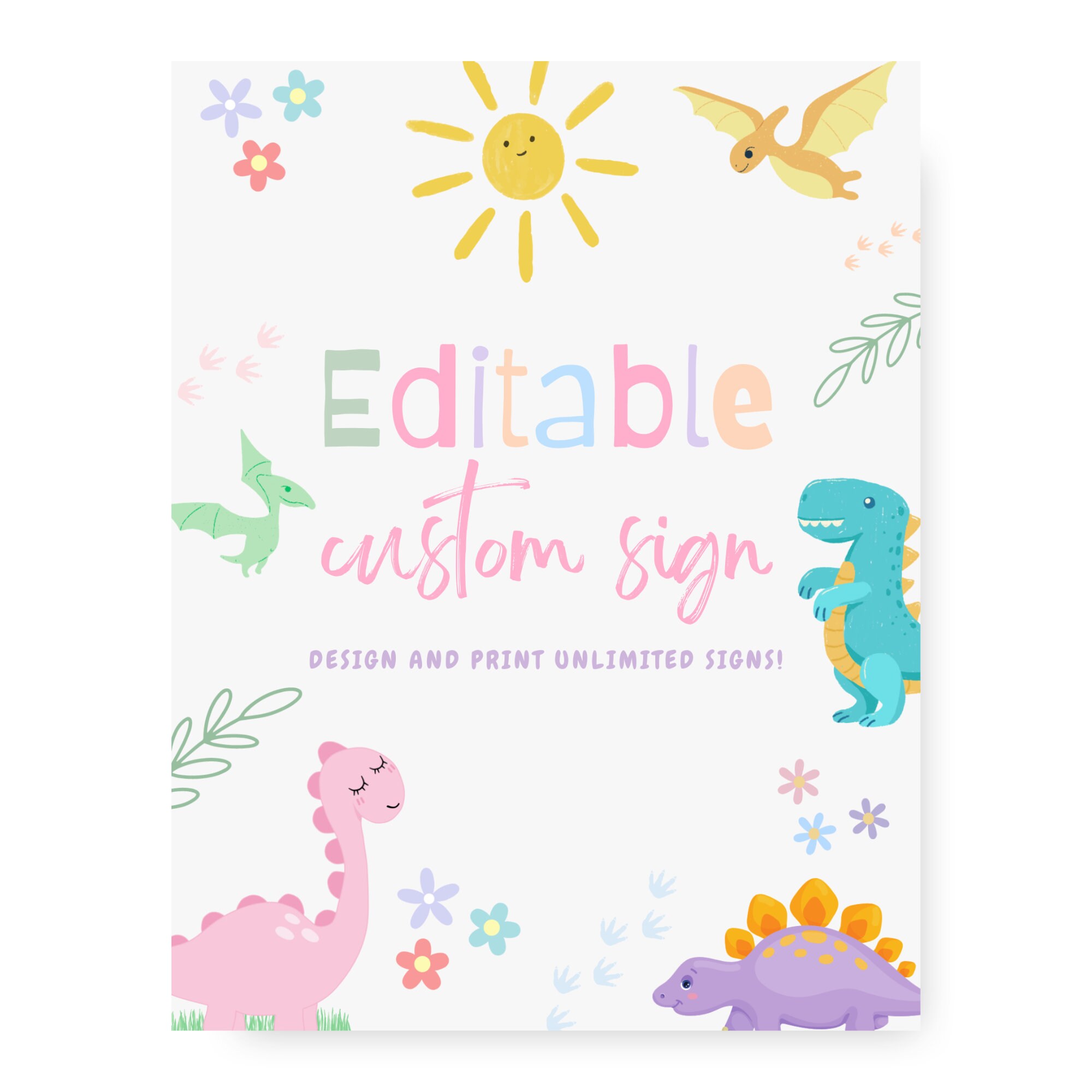 Dinosaur Birthday Custom Sign Dinosaur Three Rex Design and Print ...