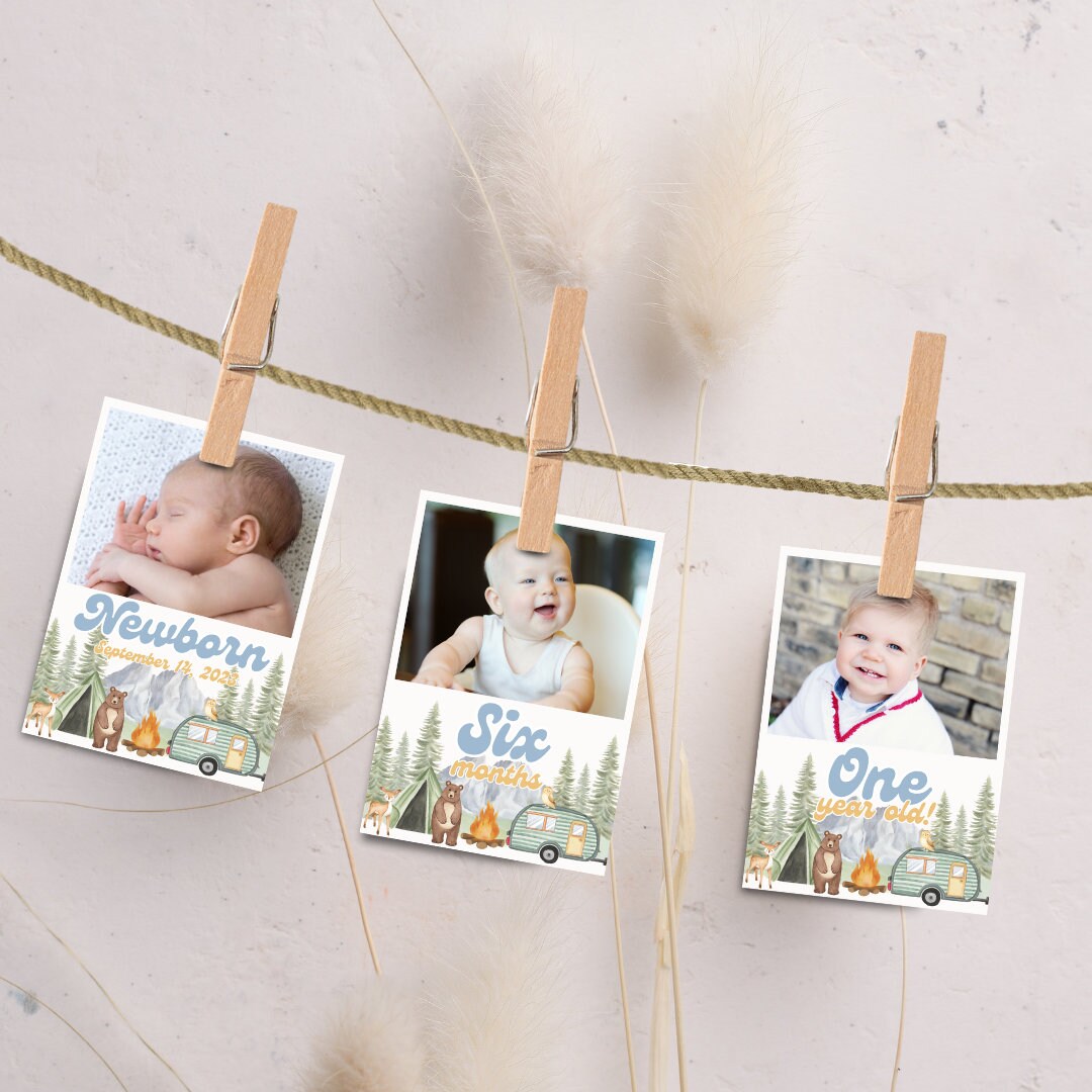 ONE Happy Camper Photo Banner First Year Monthly Pictures Camping ...