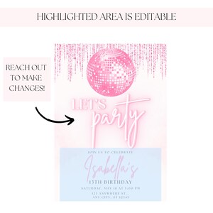 Disco Party Birthday Invitation Disco Ball Invite Dance Party ...