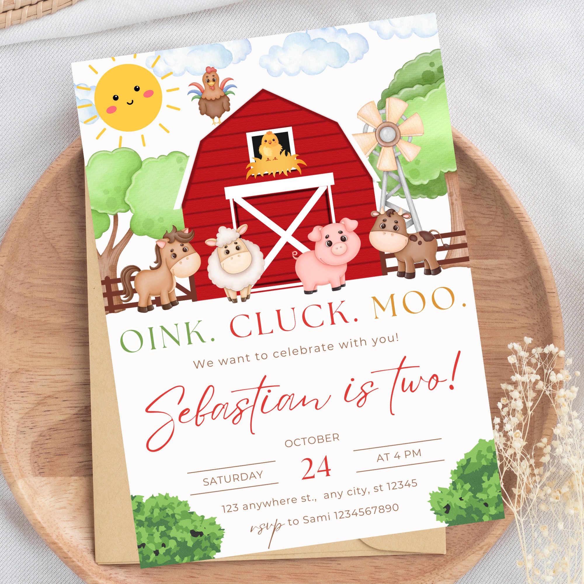 Farm Birthday Party Invitation, Barn Animals Birthday Party, Boy Farm ...