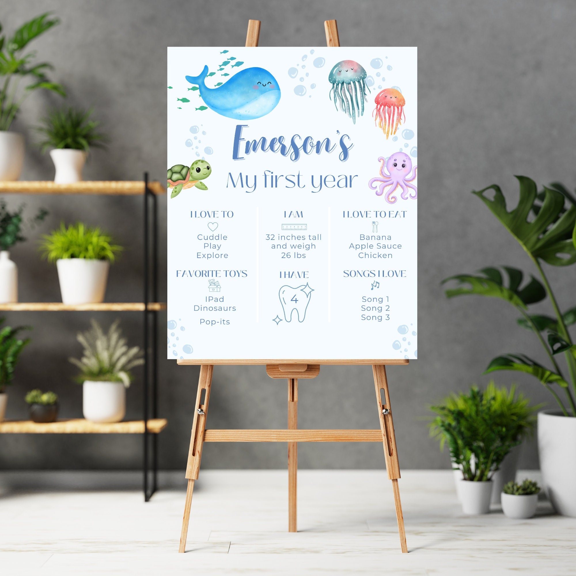 Under the Sea Birthday Milestone Poster ANY AGE Oneder the Sea Birthday ...