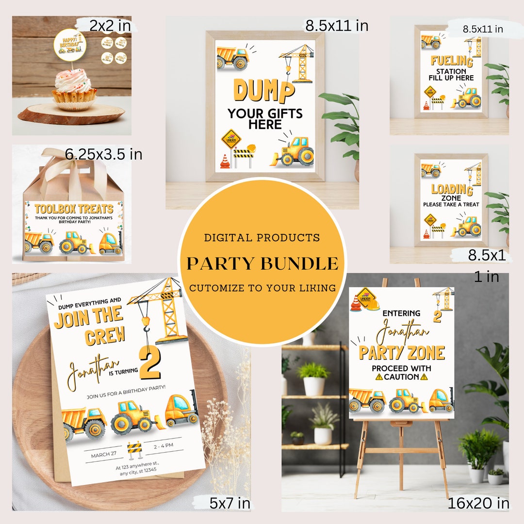 Construction Party Decorations BUNDLE, Dump Truck Party Birthday ...