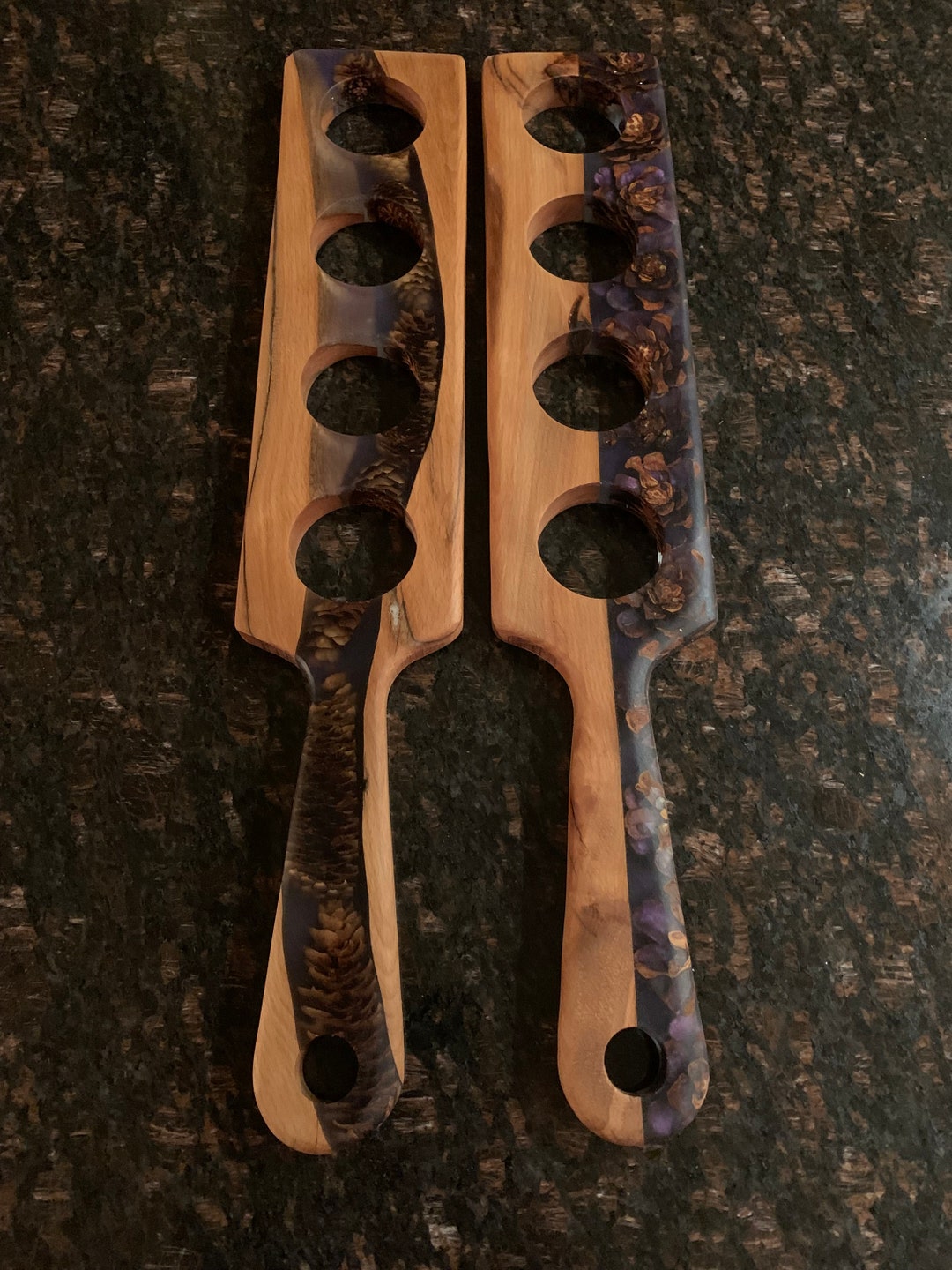 Hardwood/epoxy Beer Flight With Real Pine Combs - Etsy