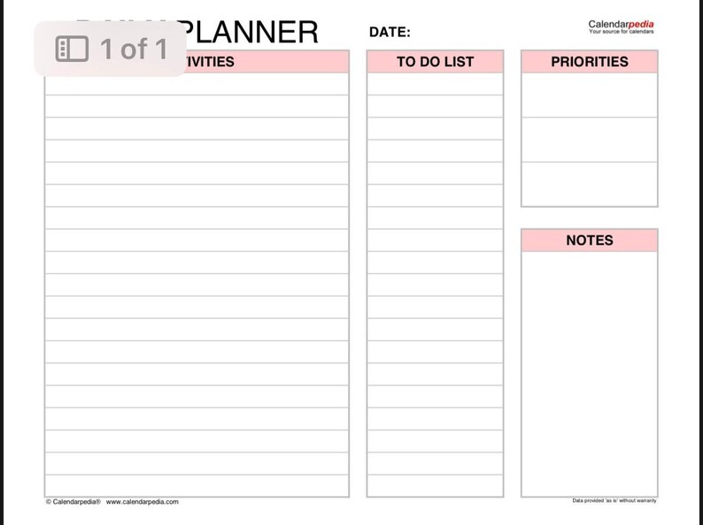 Daily Planner Printable - Etsy