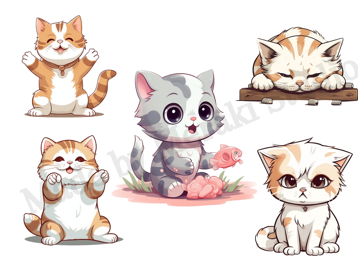 Cute Kitten Clipart, Cat Clipart Bundle, Instant Digital Download, Baby ...