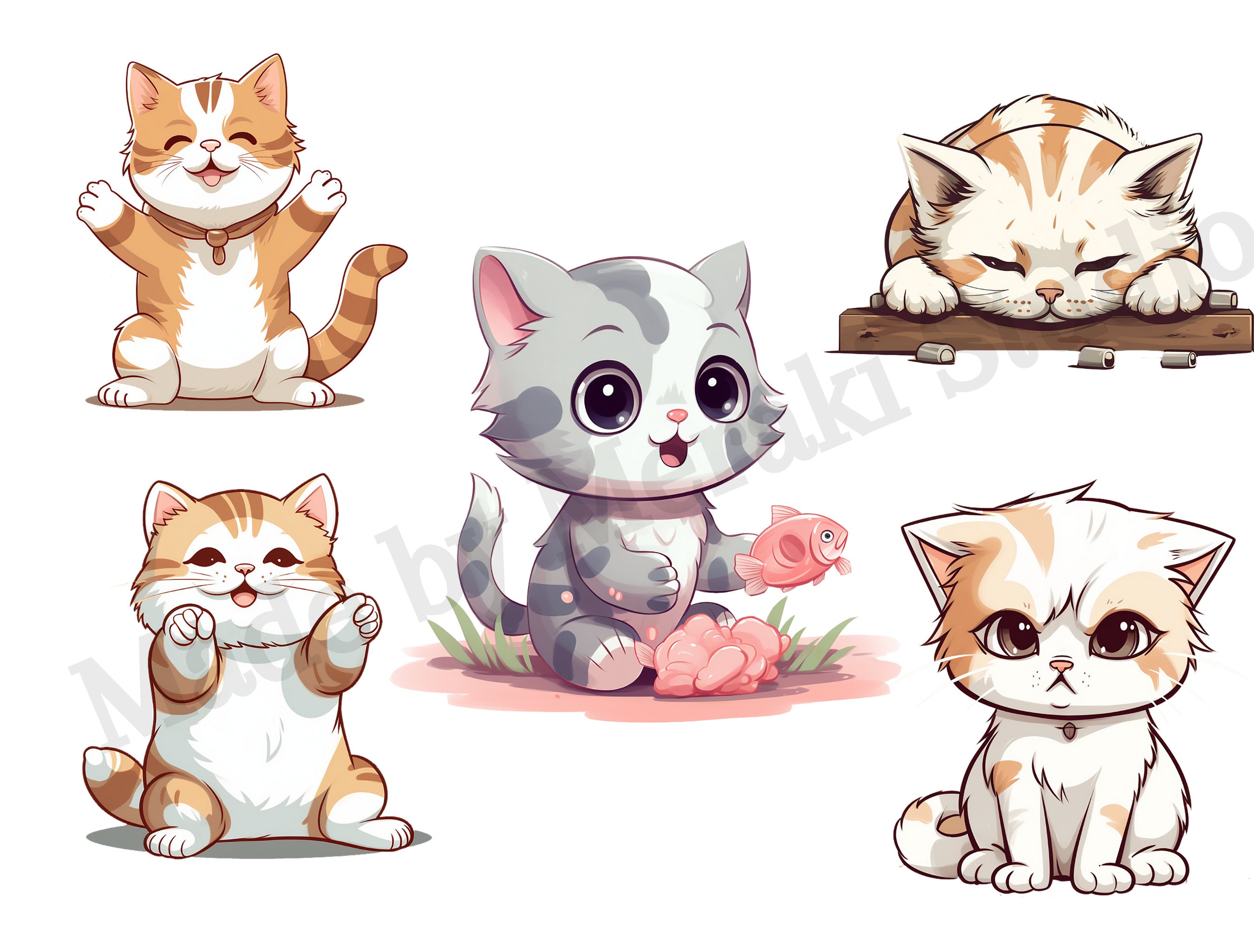 Cute Kitten Clipart, Cat Clipart Bundle, Instant Digital Download, Baby ...