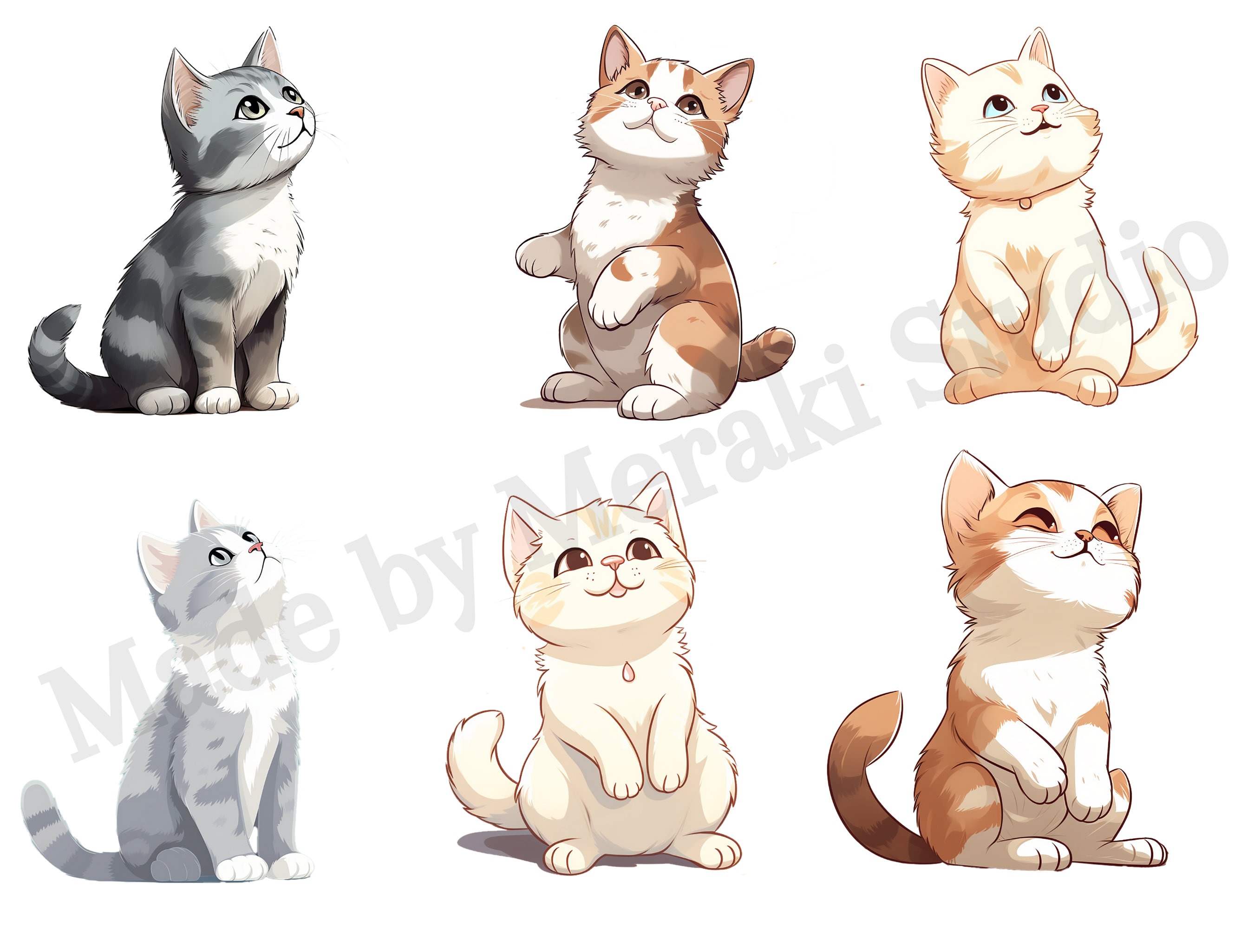 Cute Kitten Clipart, Cat Clipart Bundle, Instant Digital Download, Baby ...