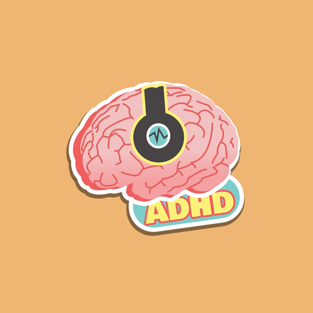 ADHD Brain Sticker, ADHD Sticker, Brain Sticker, Music Sticker, Anatomy ...