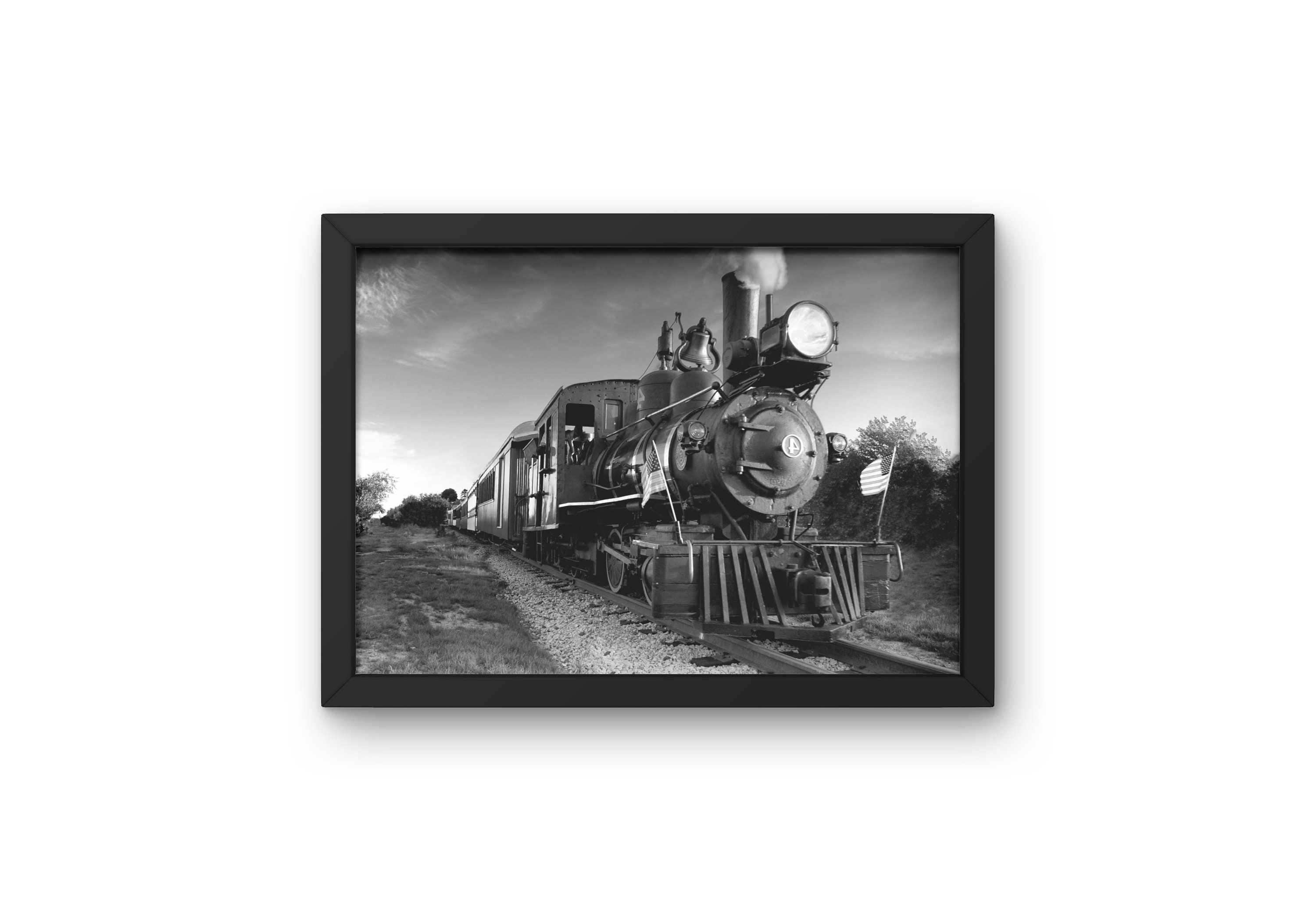 Poster: Old Steam Locomotive, Vintage Steam Train Engine, Train Engine ...