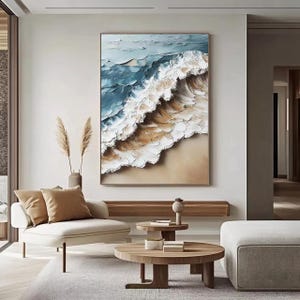 3D Texture Art, Ocean Oil Painting, Modern Style Oil Painting, Large ...