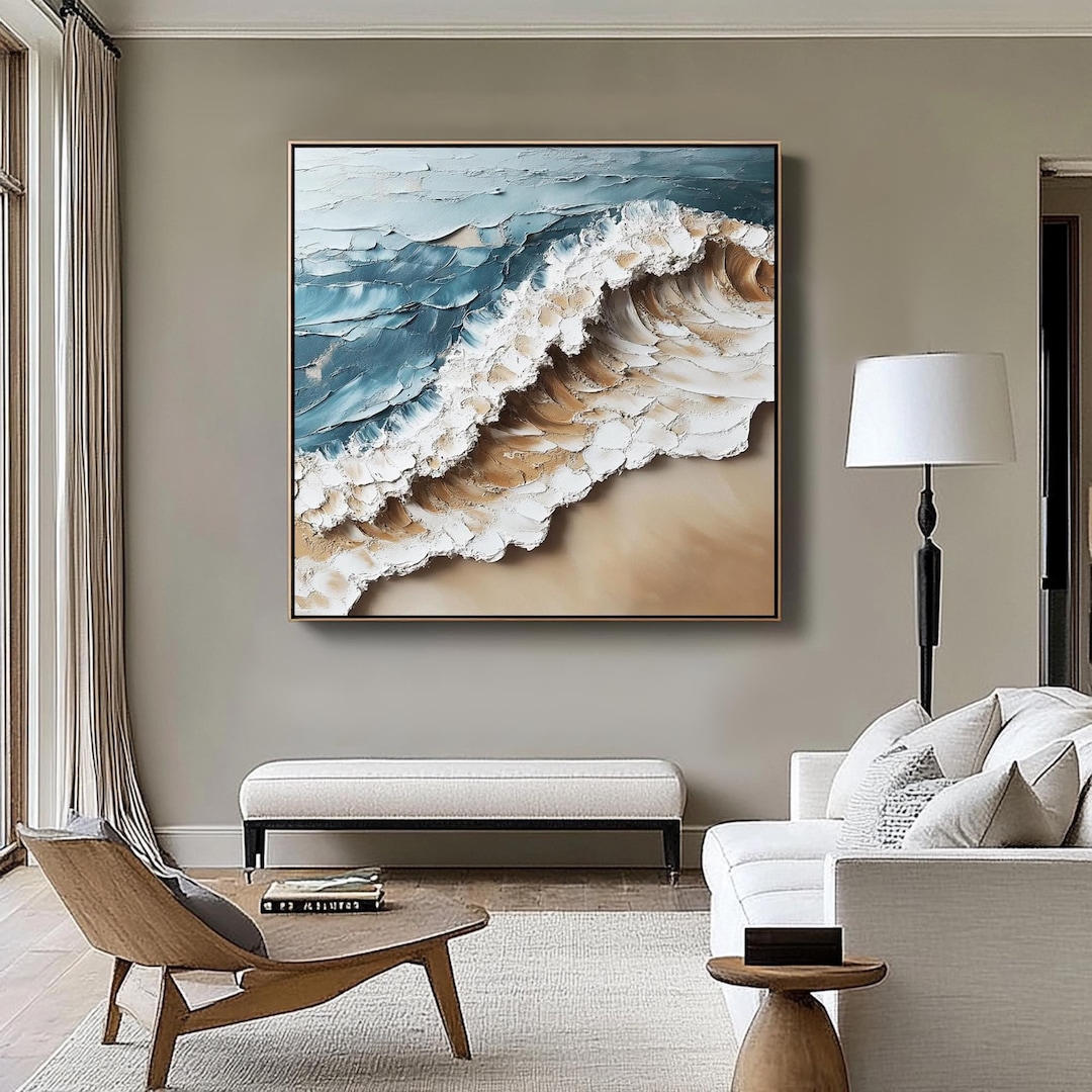 3D Texture Art, Ocean Oil Painting, Modern Style Oil Painting, Large ...