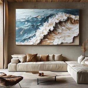 3D Texture Art, Ocean Oil Painting, Modern Style Oil Painting, Large ...
