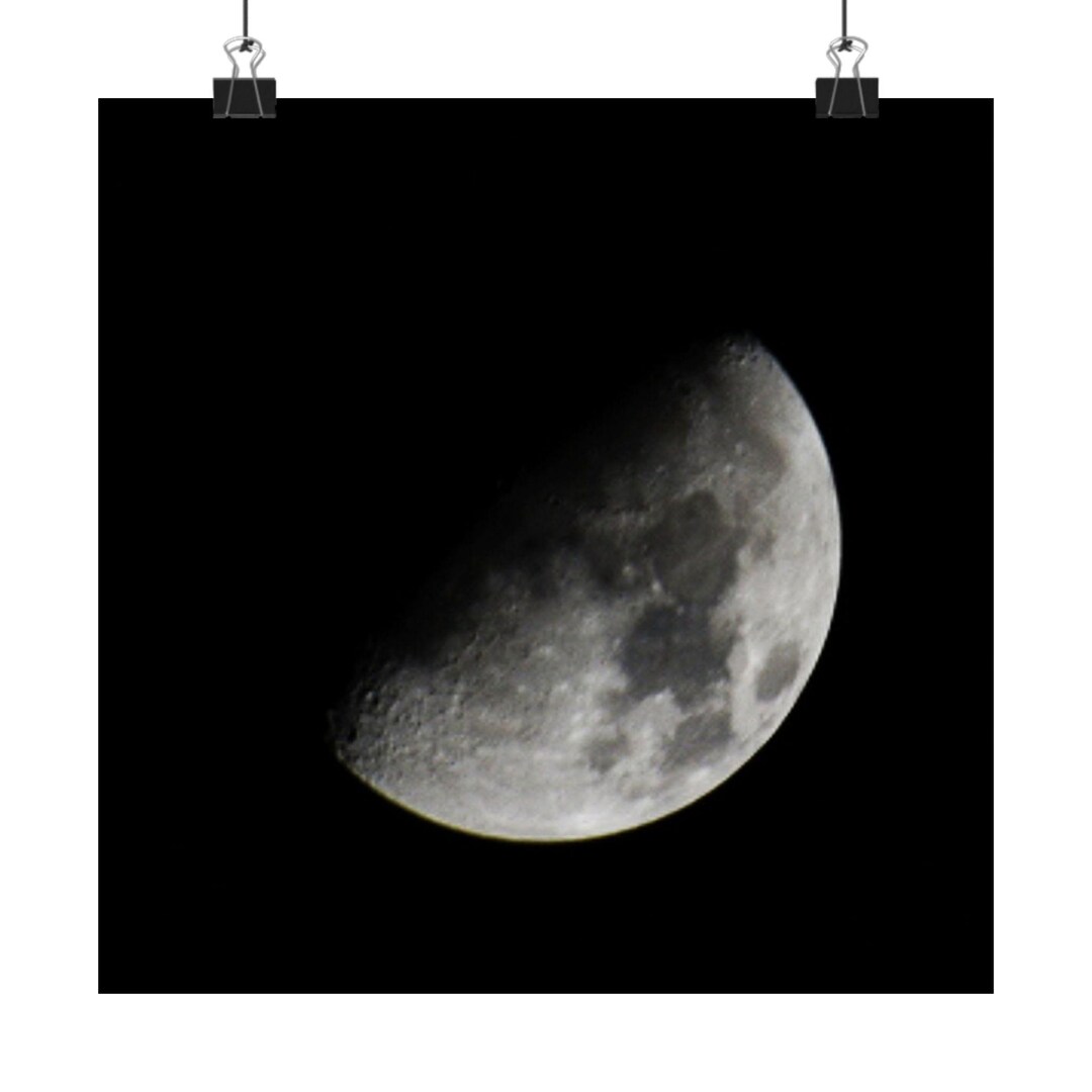 Vertical Poster, Half Moon Close up Art Print, Lunar Phase Wall Decor ...