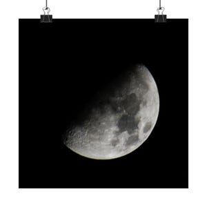 Vertical Poster, Half Moon Close up Art Print, Lunar Phase Wall Decor ...