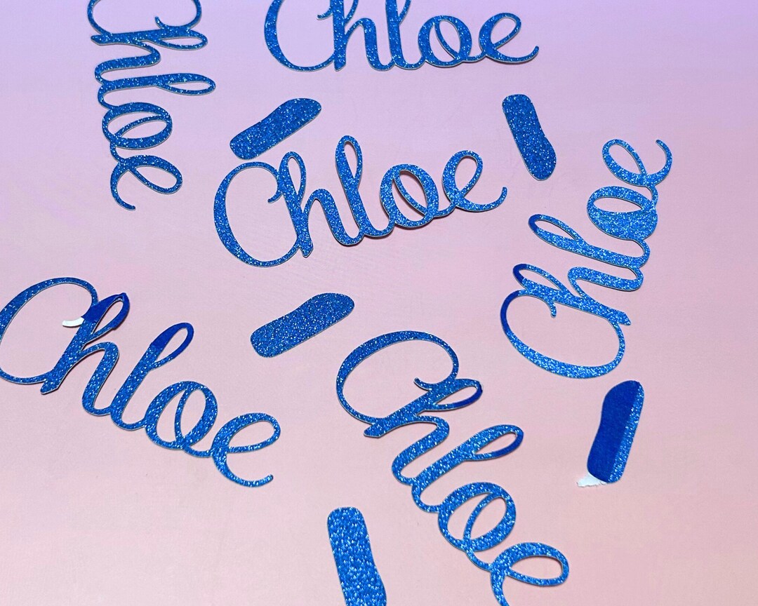 1st Birthday Glitter Name Age Party Decoration, Cursive Style Name ...