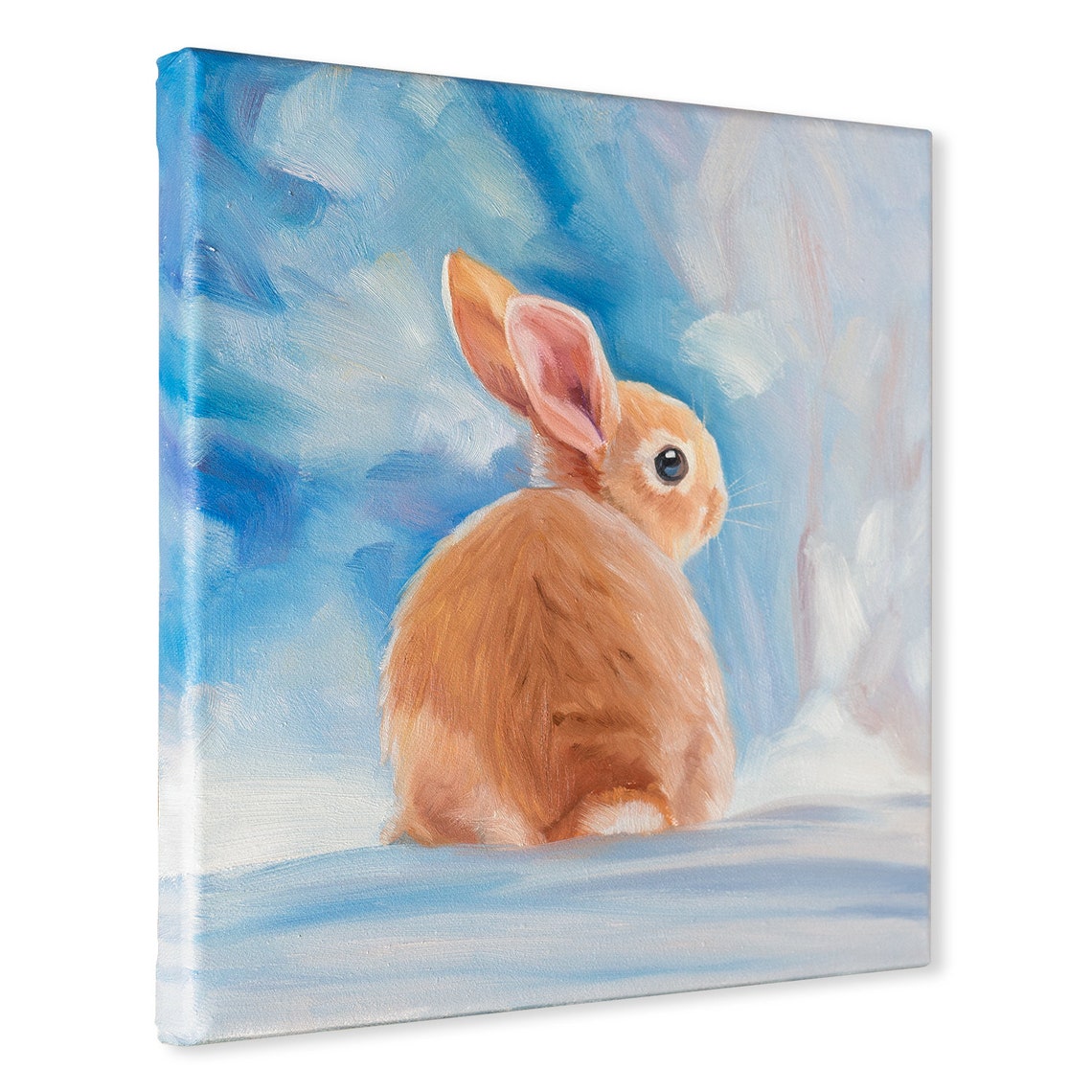 Cute Rabbit Painting Original Oil Painting on Canvas Bunny - Etsy