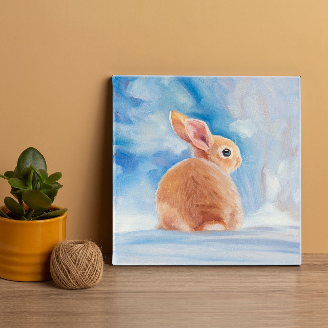 Cute Rabbit Painting Original Oil Painting on Canvas Bunny - Etsy