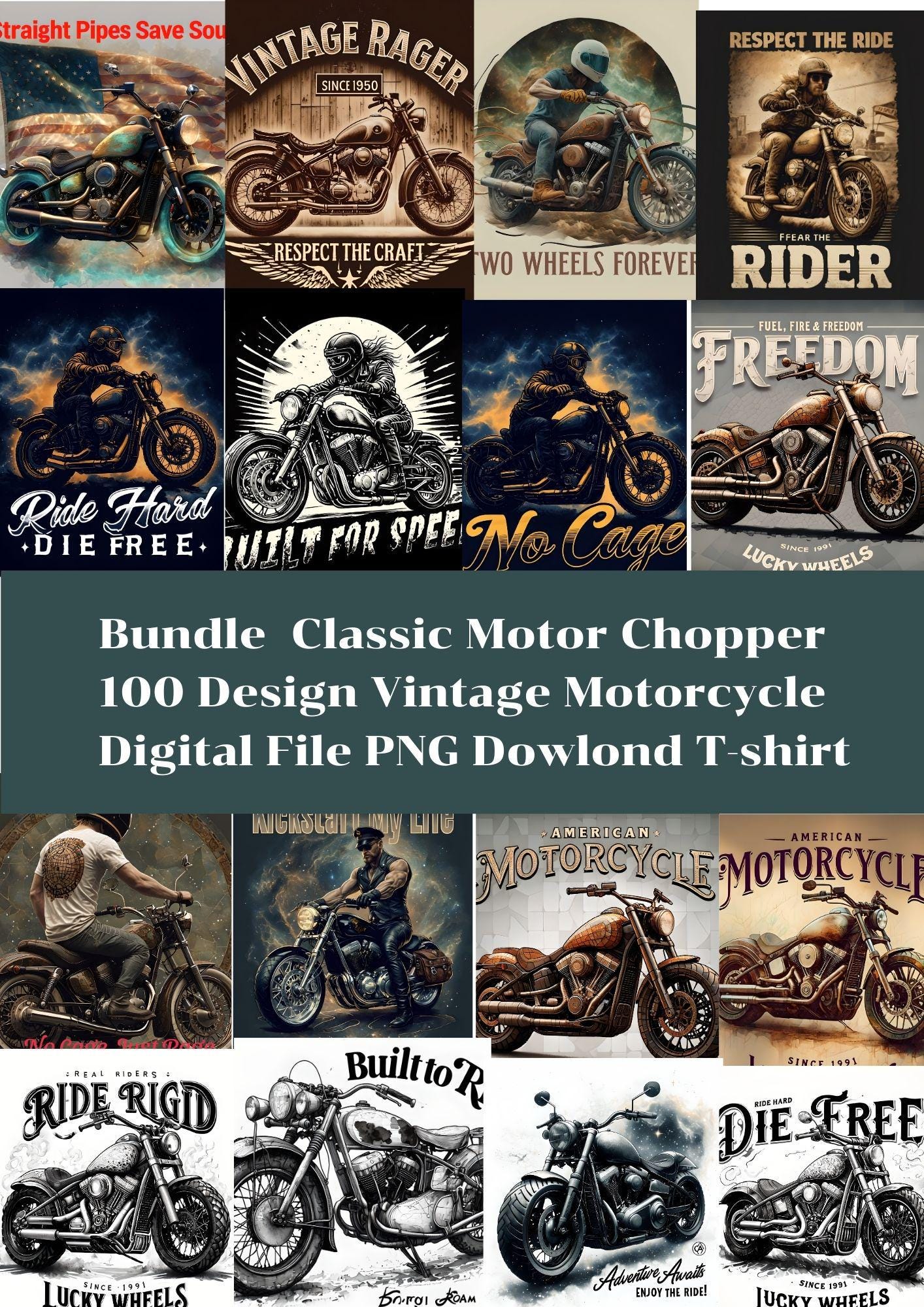 Classic Chopper Sayings SVG Bundle Vintage Biker Quotes for T-shirts ...