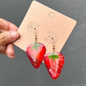 Real Strawberry Earrings,cute Strawberry Earrings,pressed Fruit ...